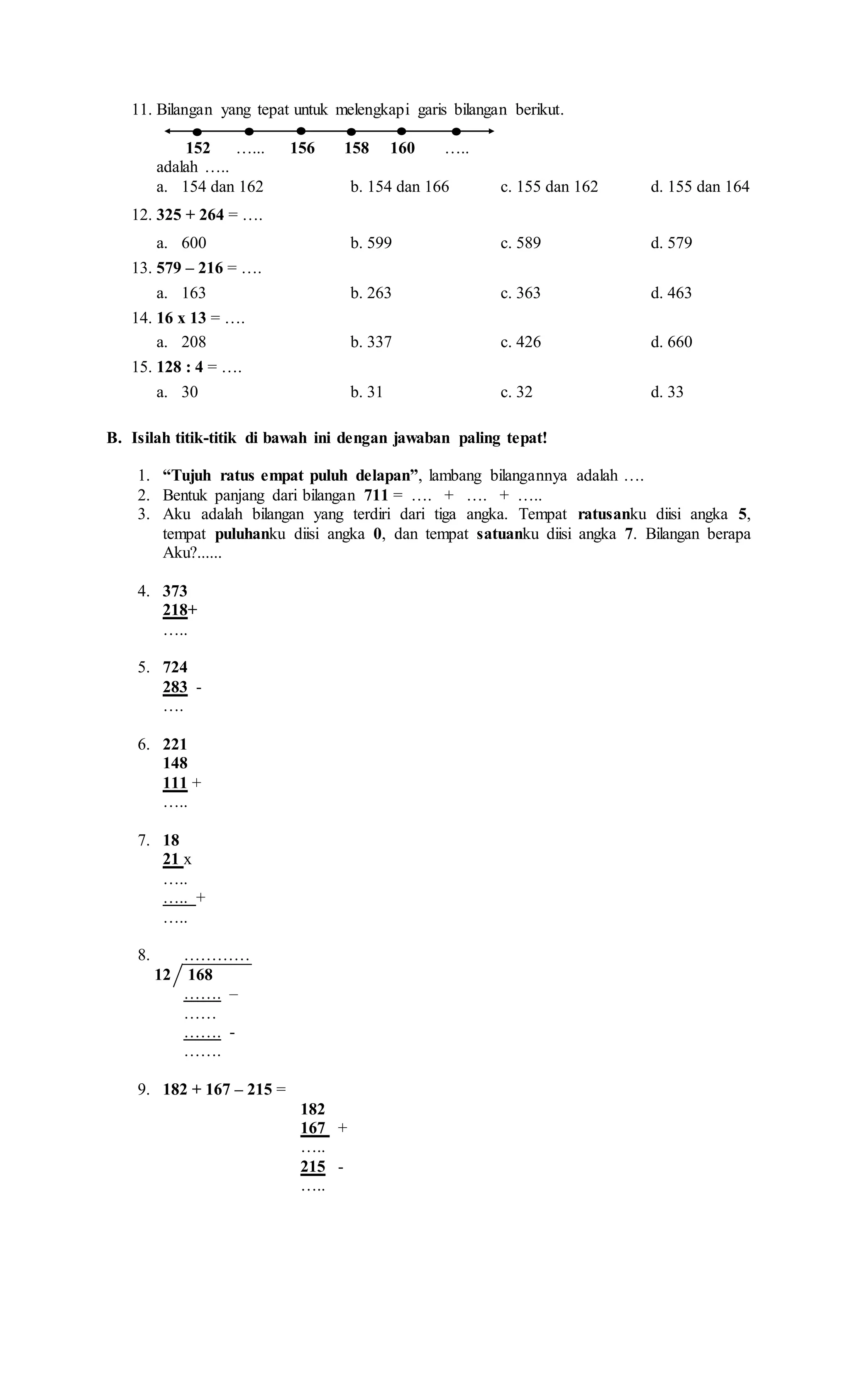 Uh 2 matematika kelas 3 new | DOCX