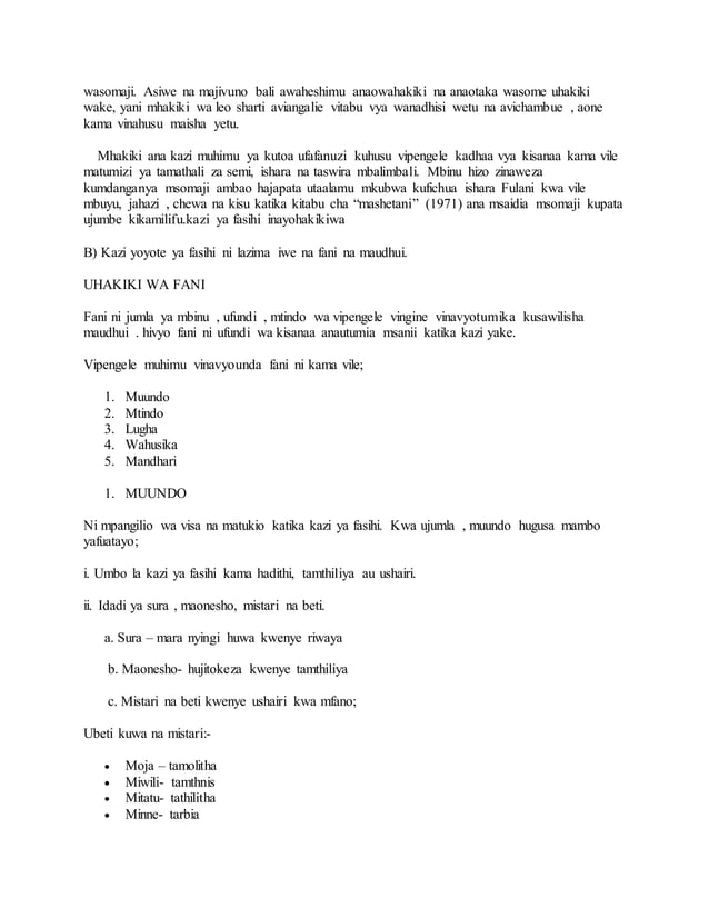 Uhakiki wa kazi za fasihi andishi | DOCX