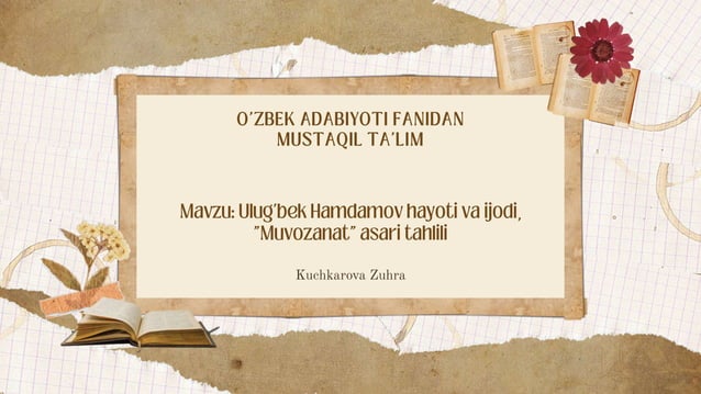 Ulugbek hamdamov hayoti va ijodi, "Muvozanat" asari tahlili | PPTX