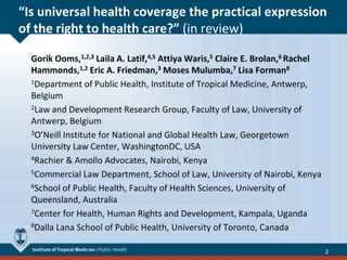 Universal Health Care (UHC) and the right to health | PPTX