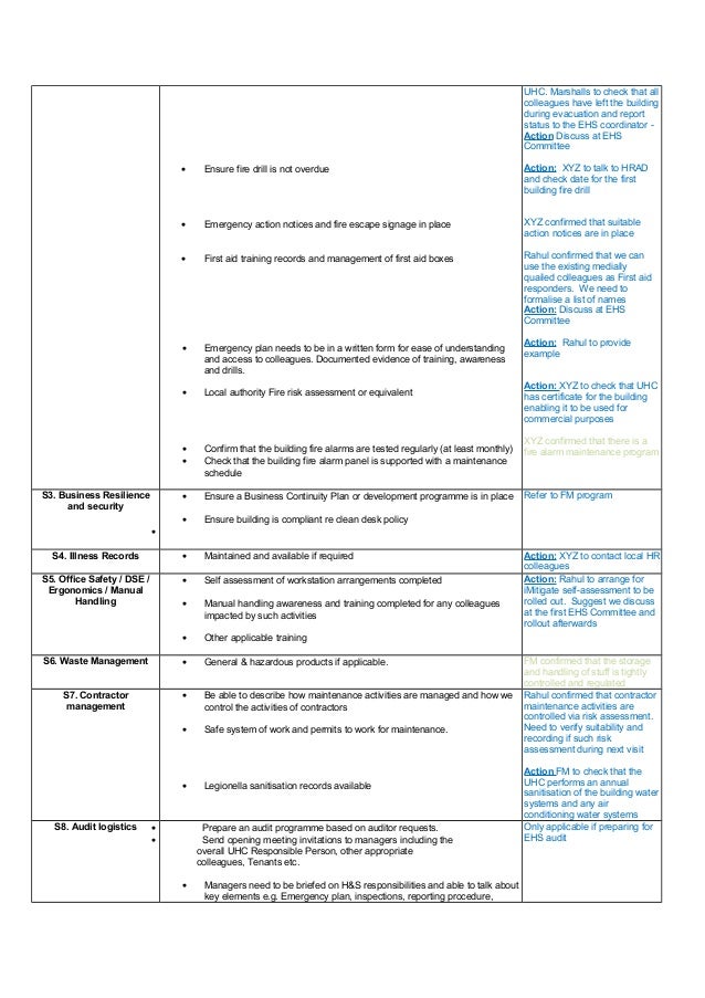 Uhc office ehs implementation plan