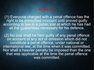 The Universal Declaration of Human Rights - Articles 11 to 20 | PPT