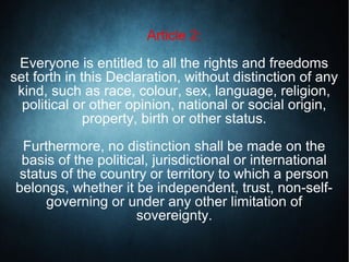 The Universal Declaration of Human Rights - Articles 1 to 10 | PPT