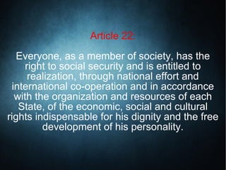 The Universal Declaration of Human Rights - Articles 21 to 30 | PPT