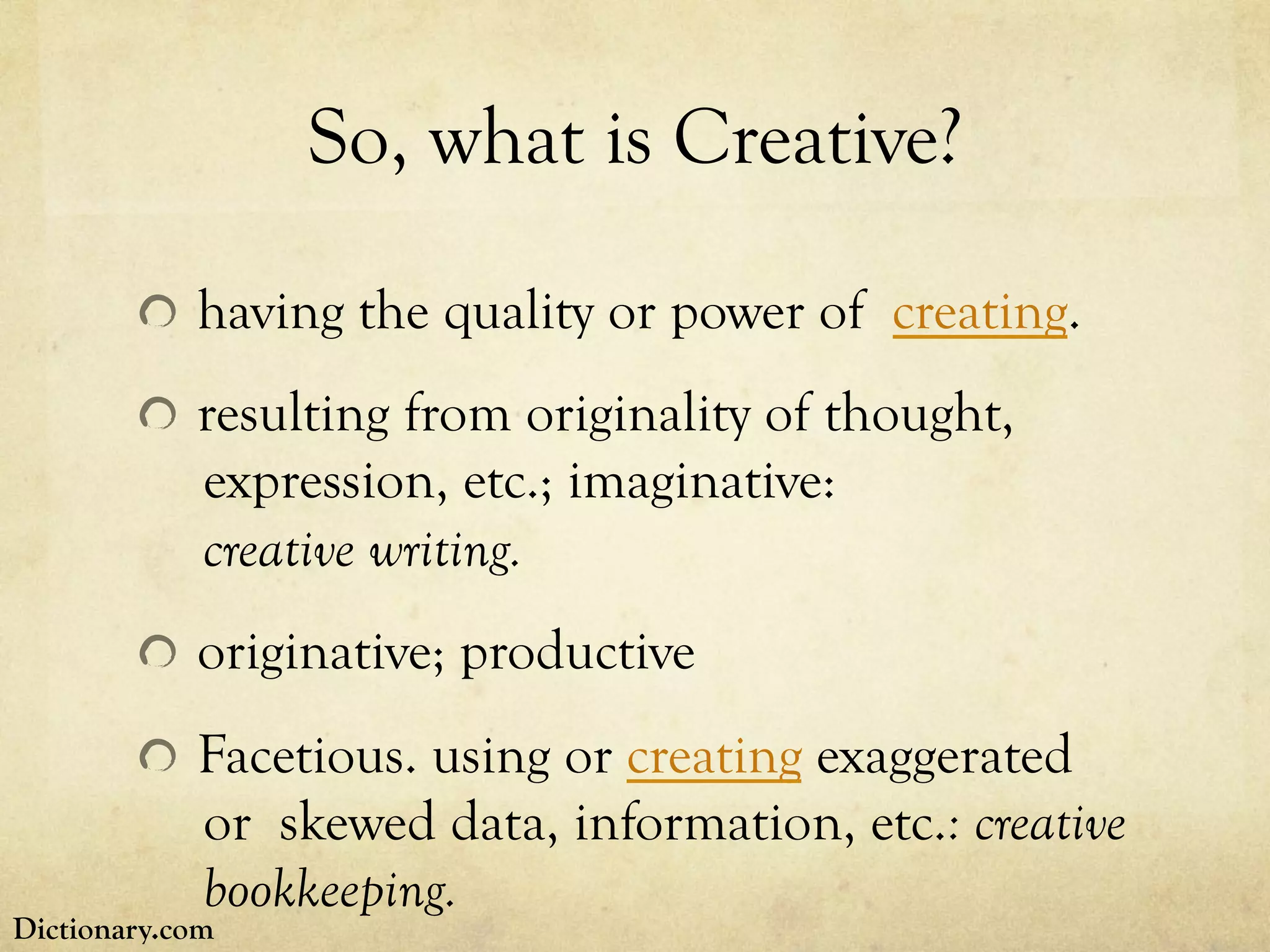 Lecture 1: What is Creativity | PDF