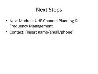UHF Communication Basics Presentation Sheet | PPTX