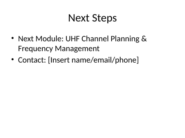 UHF Communication Basics Presentation Sheet | PPTX