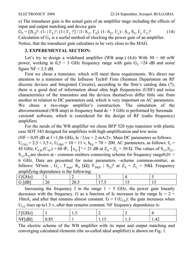 Uhf Si Ge Hbt Amplifier Parameters And Noise Characteristics Pdf