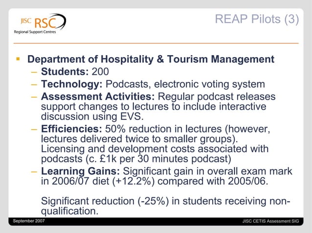 REAP Assessment/Feedback Principles and Examples | PPT