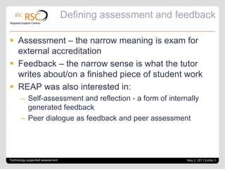 REAP Assessment/Feedback Principles and Examples | PPT