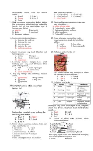 CONTOH SOAL PENCERNAAN DAN JAWABAN | DOC