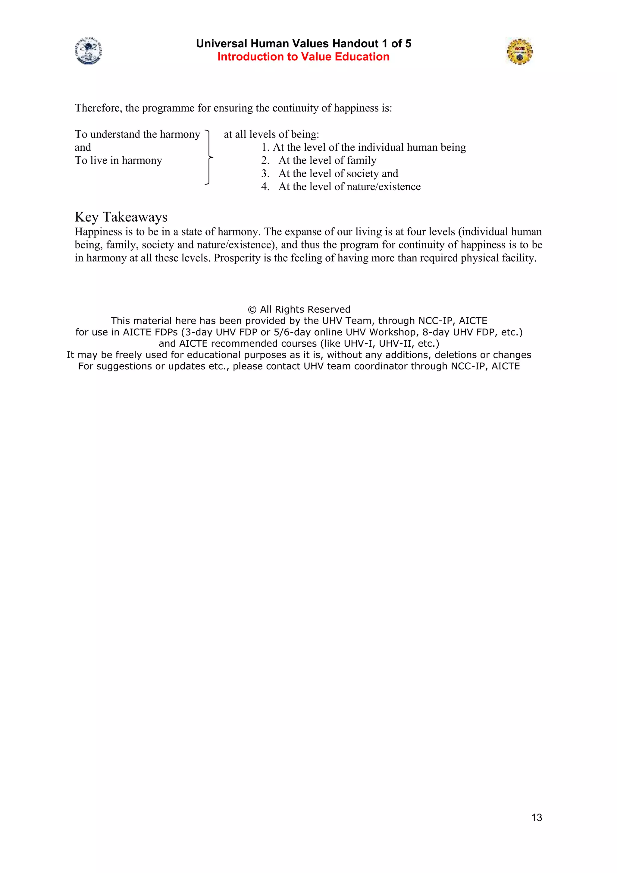 UHV Handout 1-Introduction to Value Education.pdf