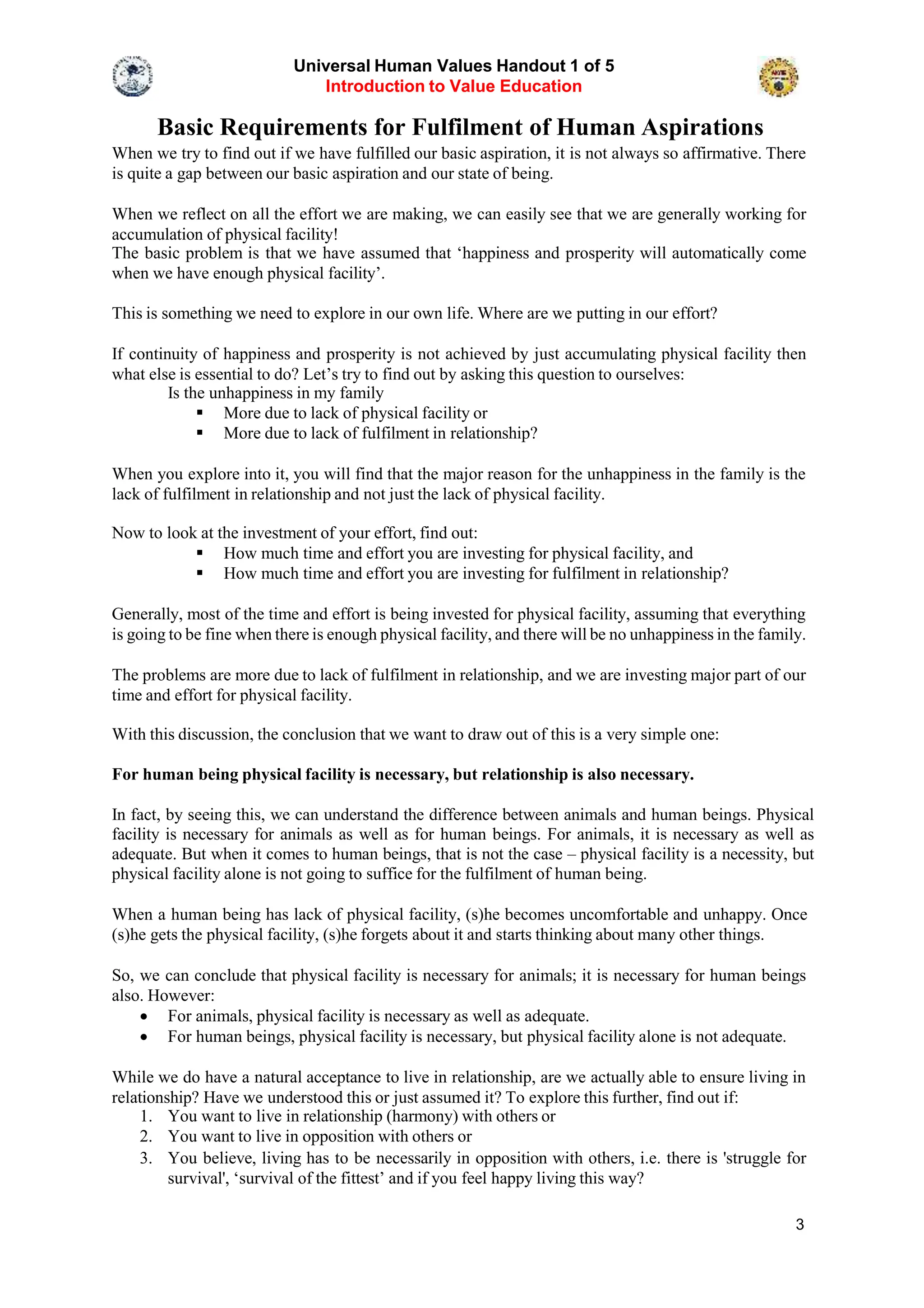 UHV Handout 1-Introduction to Value Education.pptx