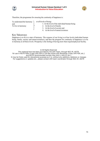 UHV Handout 1-Introduction to Value Education.pptx