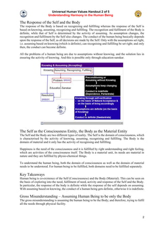 UHV Handout 2-Harmony in the Human Being | PDF