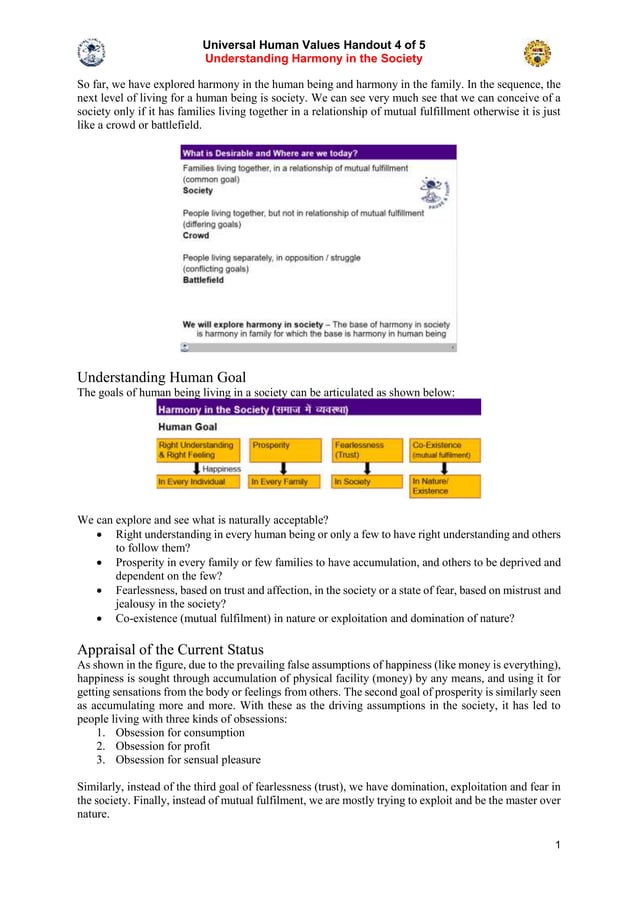 UHV Handout 4-Harmony in the Society.pdf | Environment | Science