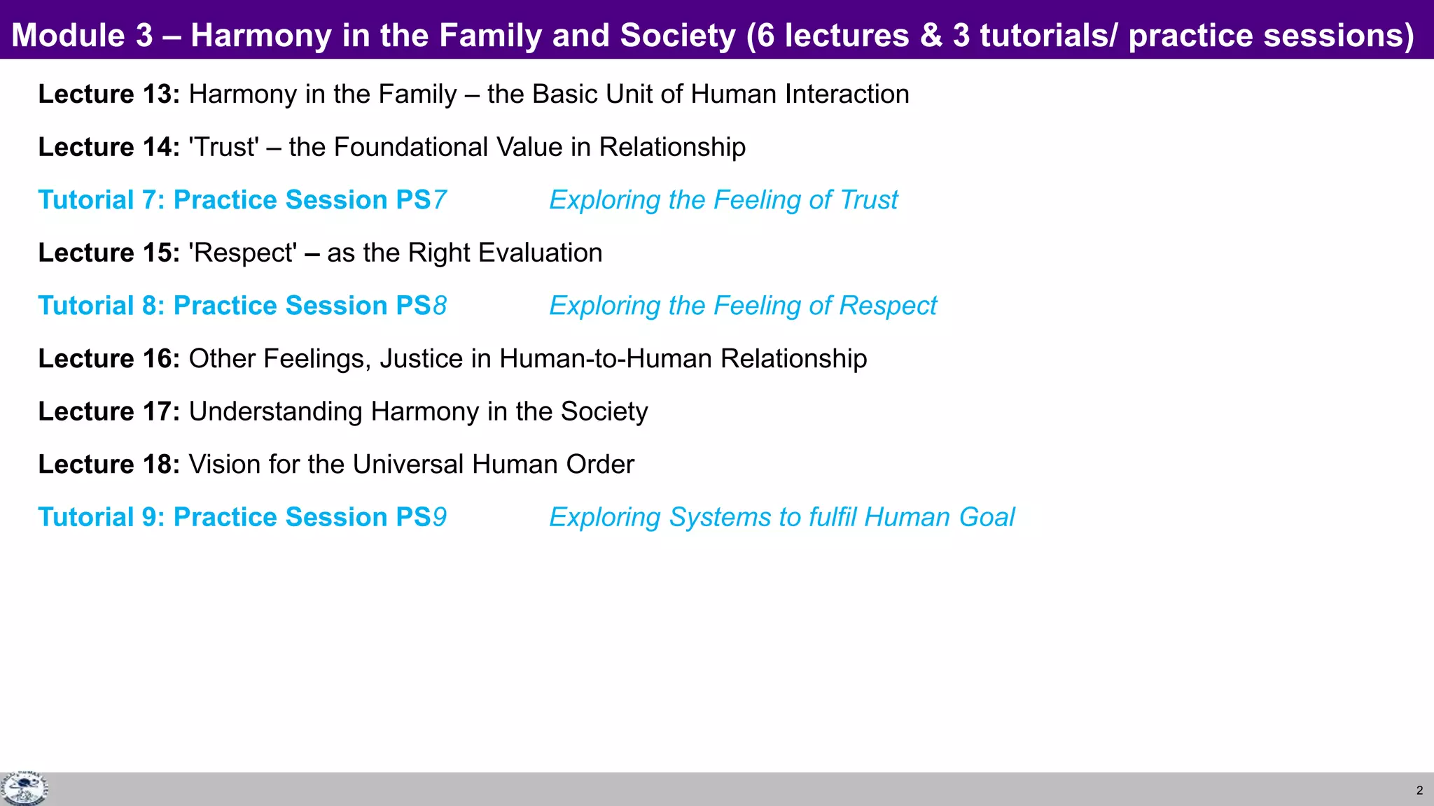 UHV II Lecture 13 - Harmony in the Family v4.ppt