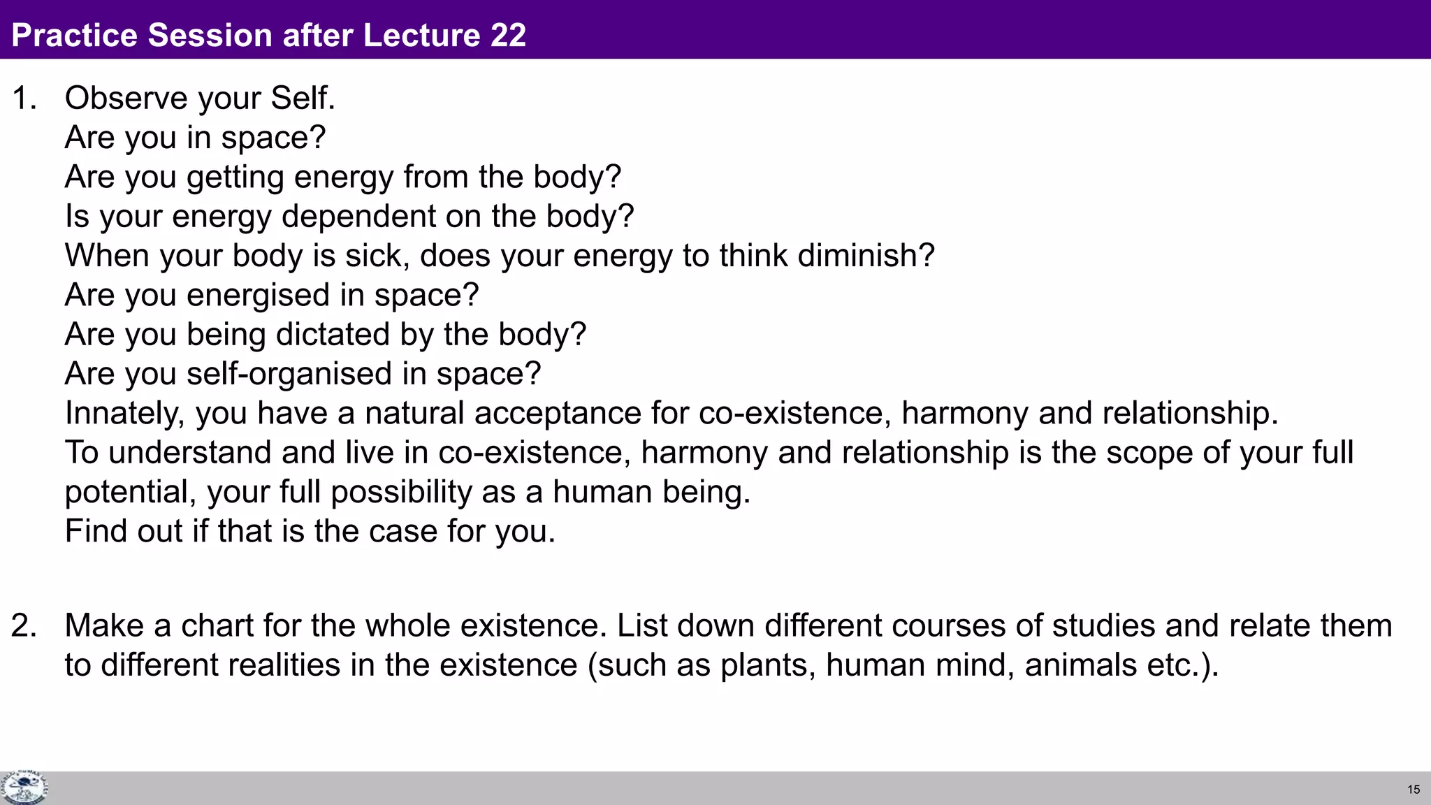 UHV II Lecture 22 - The Holistic Perception of Harmony in Existence v2.ppt
