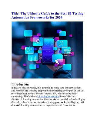 The UI Testing of a Automation Frameworks | PDF