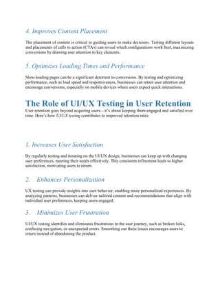 How UI/UX Testing Boosts Conversion Rates & Enhances User Retention | PDF
