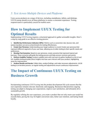How UI/UX Testing Boosts Conversion Rates & Enhances User Retention | PDF