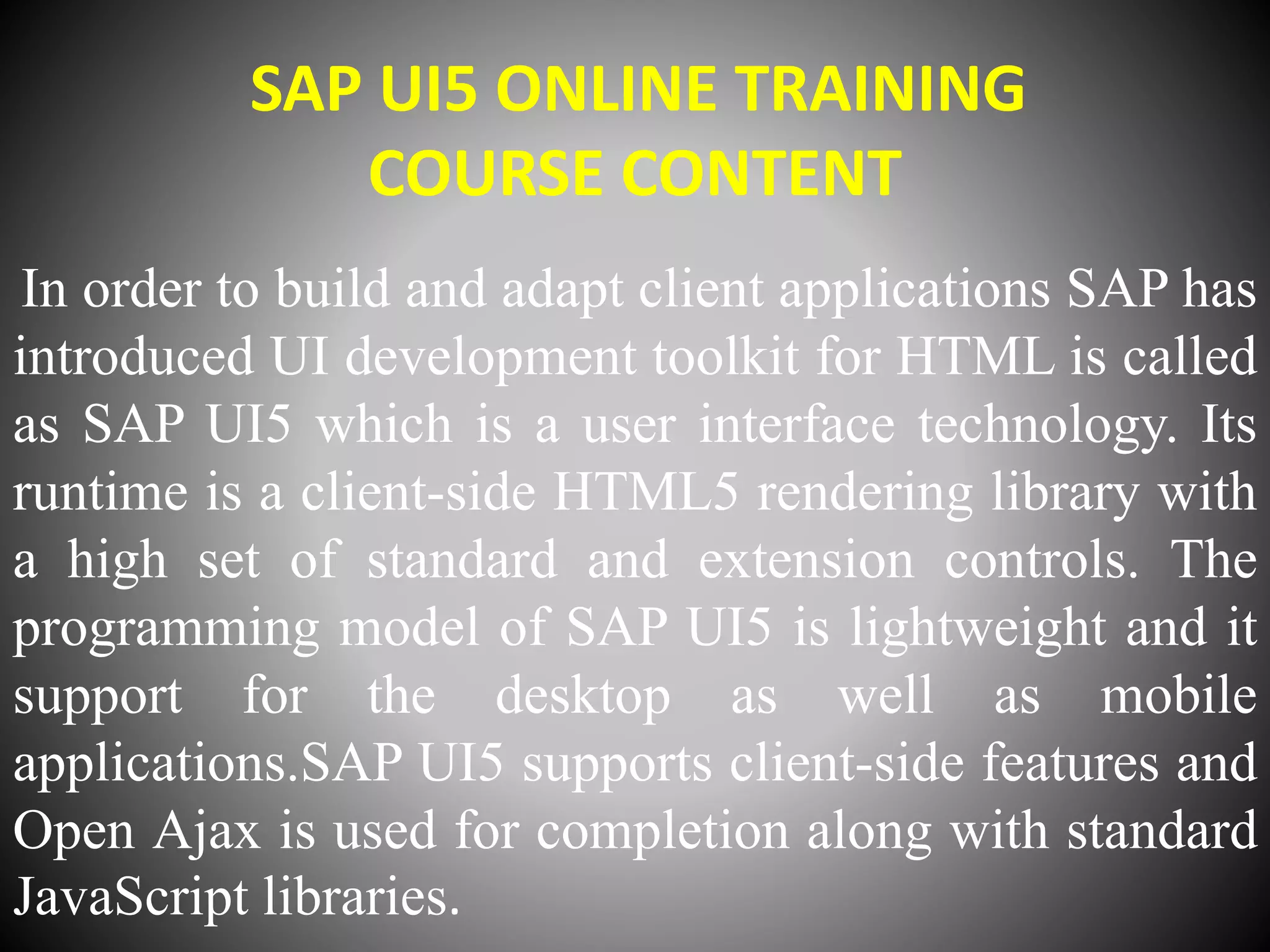 SAP UI5 Online Training | PPT