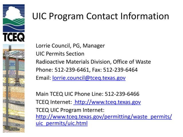 Underground Injection Well Overview, Lorrie Council | PPT