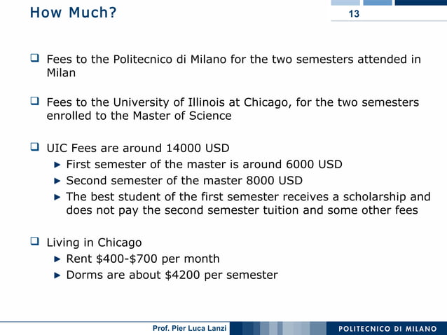 UIC POLIMI Master of Science in Computer Science Presentation | PPT