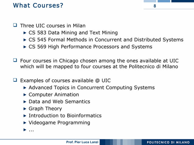 UIC POLIMI Master of Science in Computer Science Presentation | PPT