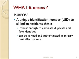 Unique Identification Number: Implications and Challenges | PPT
