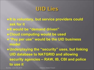 UID, branded, "Aadhaar" - The deceit of the UIDAI Database | PDF