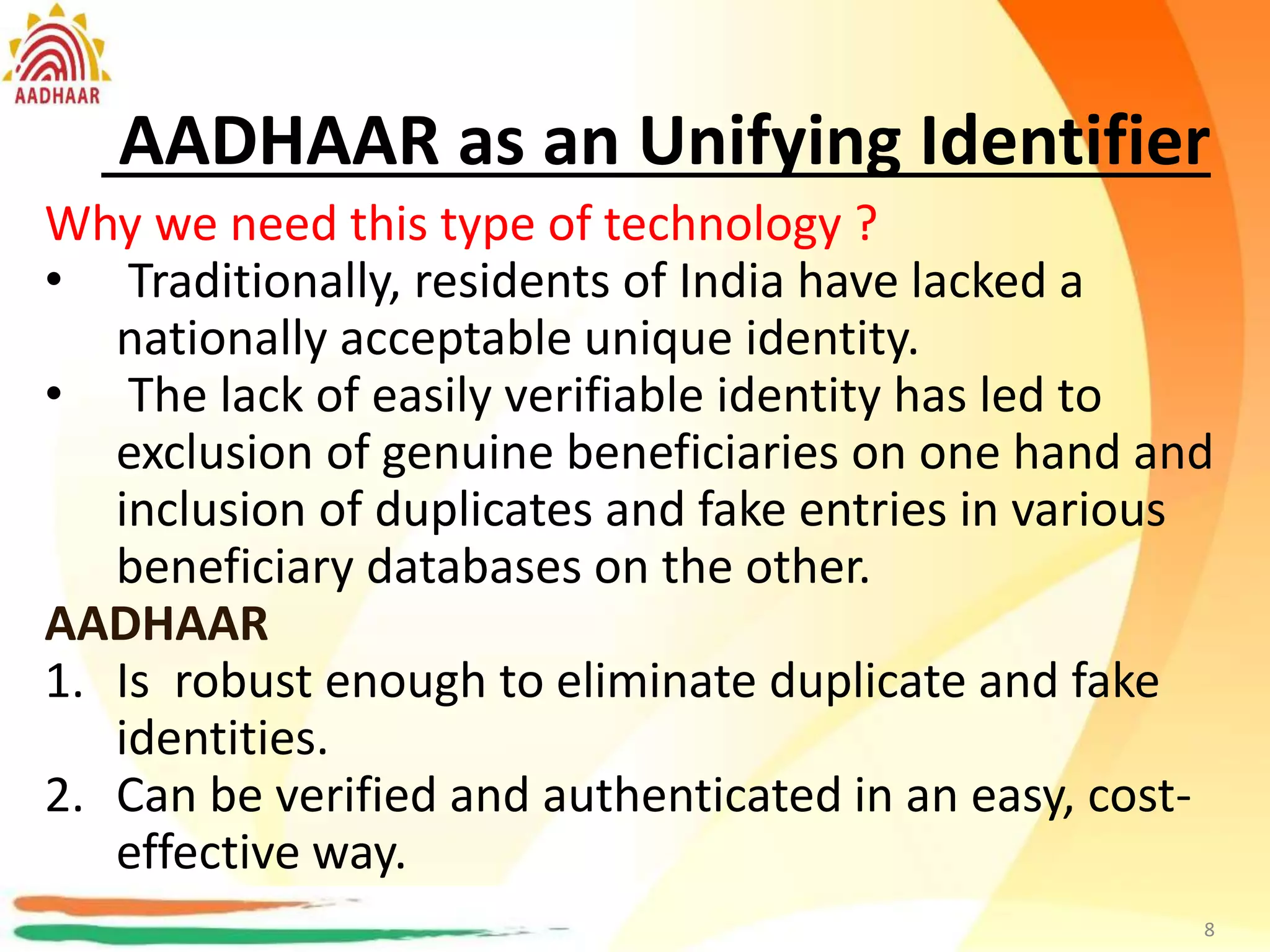 Uidai project (AADHAAR) | PPTX