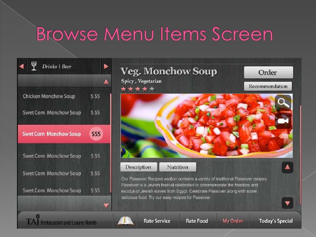 Ui Design Restaurant Menu Handheld Device