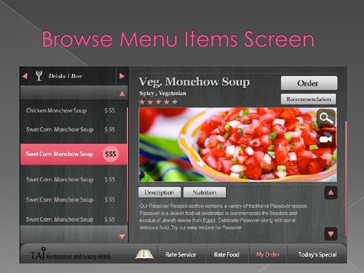 Ui Design Restaurant Menu Handheld Device