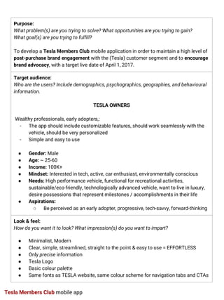 UI design brief Tesla app | PDF