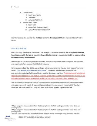 UID Marking For DoD, Optimal Laser Selection Guide | PDF