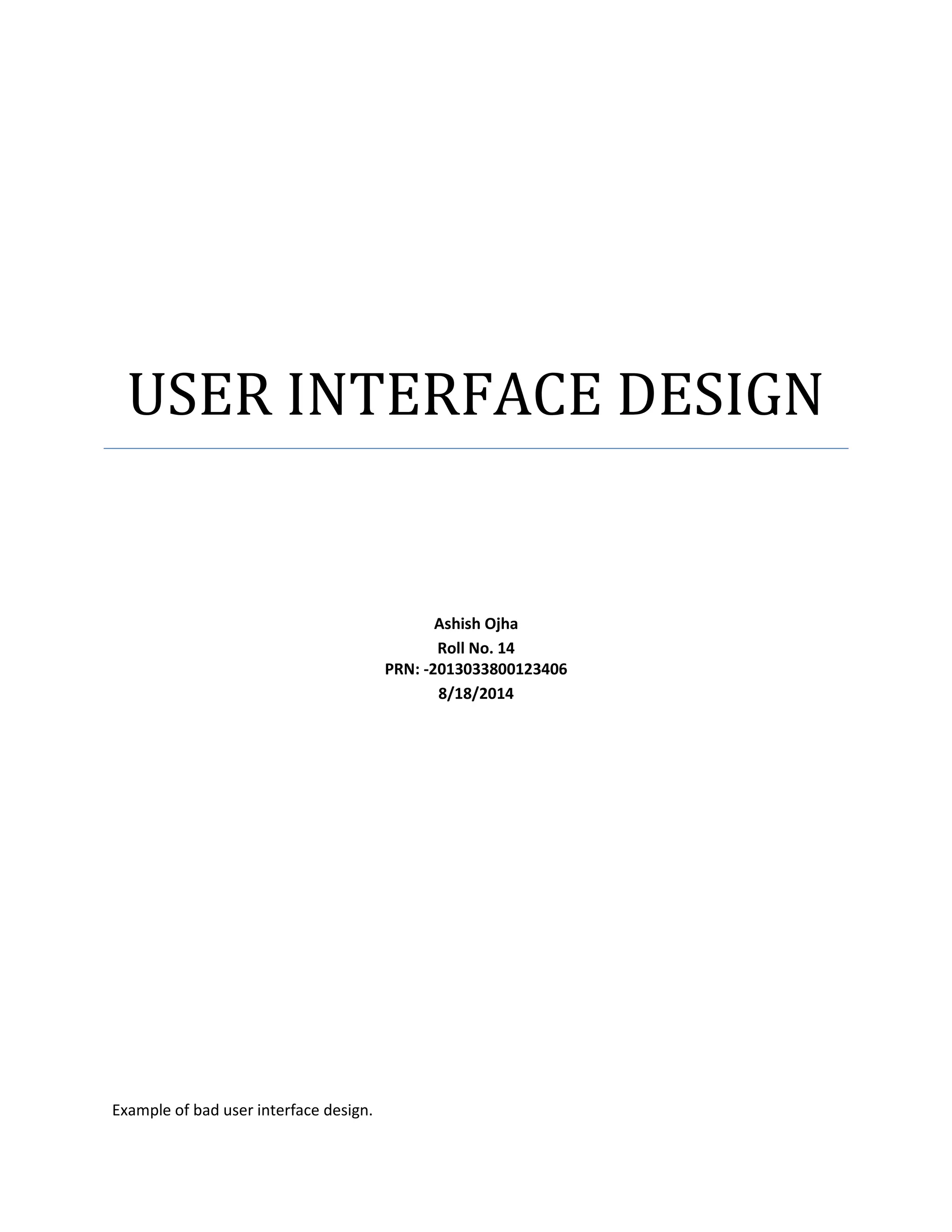 Bad UI design Example | PDF