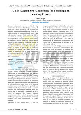 ICT in Assessment: A Backbone for Teaching and Learning Process | PDF