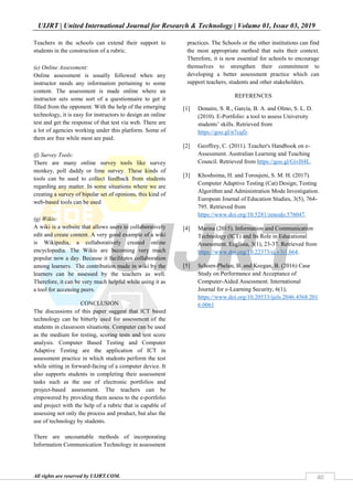 ICT in Assessment: A Backbone for Teaching and Learning Process | PDF