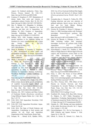 The Mass Culture of the Freshwater Rotifers Brachionus Rubens Ehrenberg 1838 Using Different ...