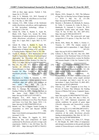 The Mass Culture of the Freshwater Rotifers Brachionus Rubens Ehrenberg 1838 Using Different ...