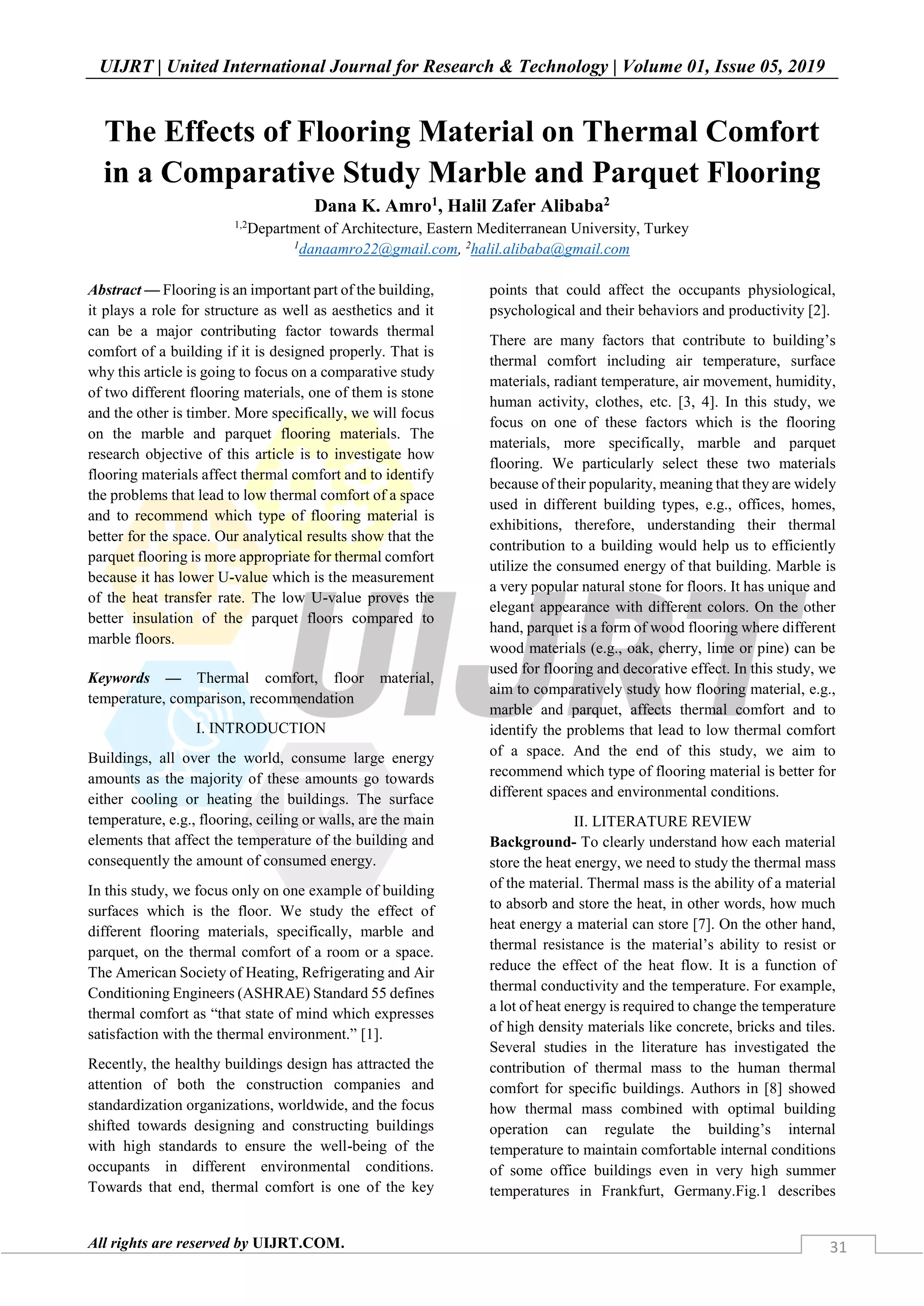 The Effects of Flooring Material on Thermal Comfort in a Comparative ...