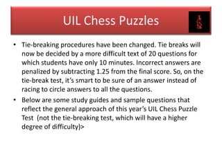 Uil chess puzzles (Practice Test) | PPTX