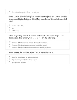 Ui path certificate question set 1 | DOCX