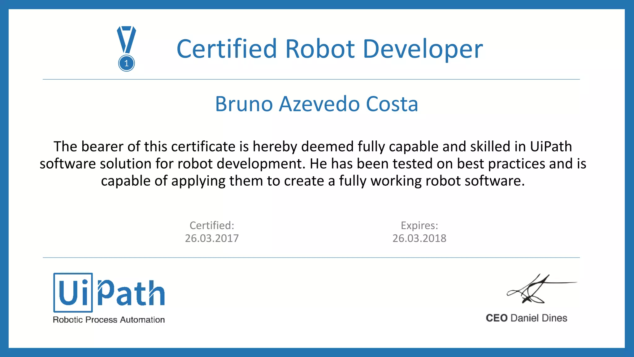 UiPath Certification - Bruno Azevedo Costa | PPT
