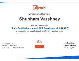 UiPath Certified Advanced RPA Developer (UiARD) | PPT
