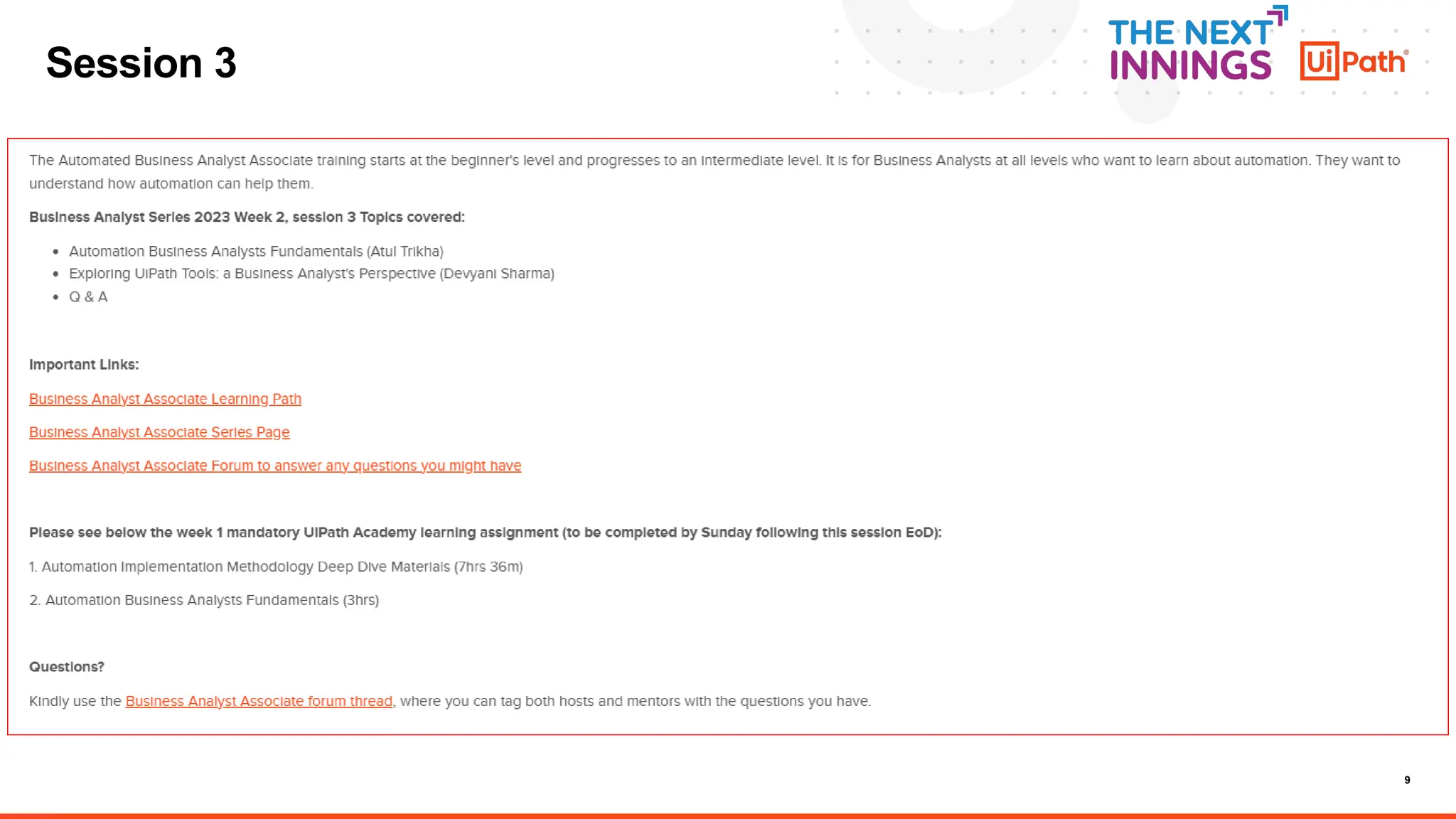 UiPath Business Analyst Associate Series 2024 - Awareness Session | PPT