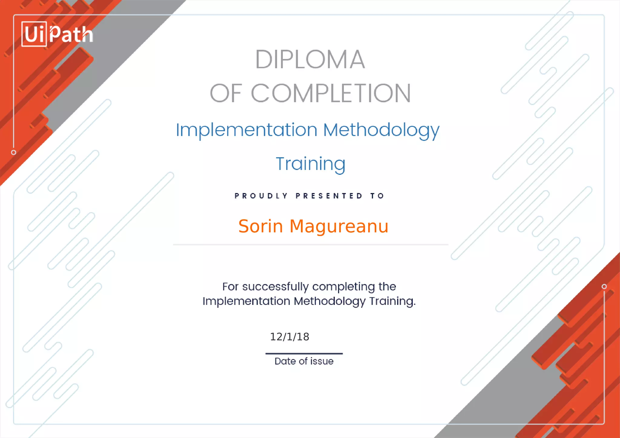 UiPath - Implementation methodology - Completion diploma | PPT