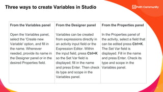 RPA Summer School Studio Session 2 - The Fundamentals of UiPath Studio ...
