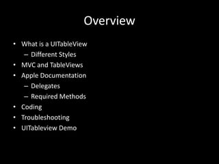 UITableView Training Presentation Slides | PPT